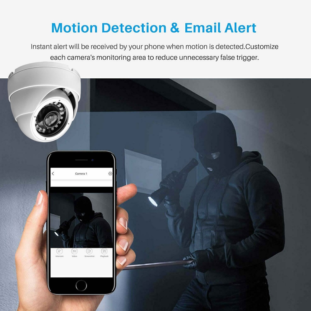 NANO BOX HD 1080P CCTV System 4 Grey Dome Cameras Surveillance Kit ...